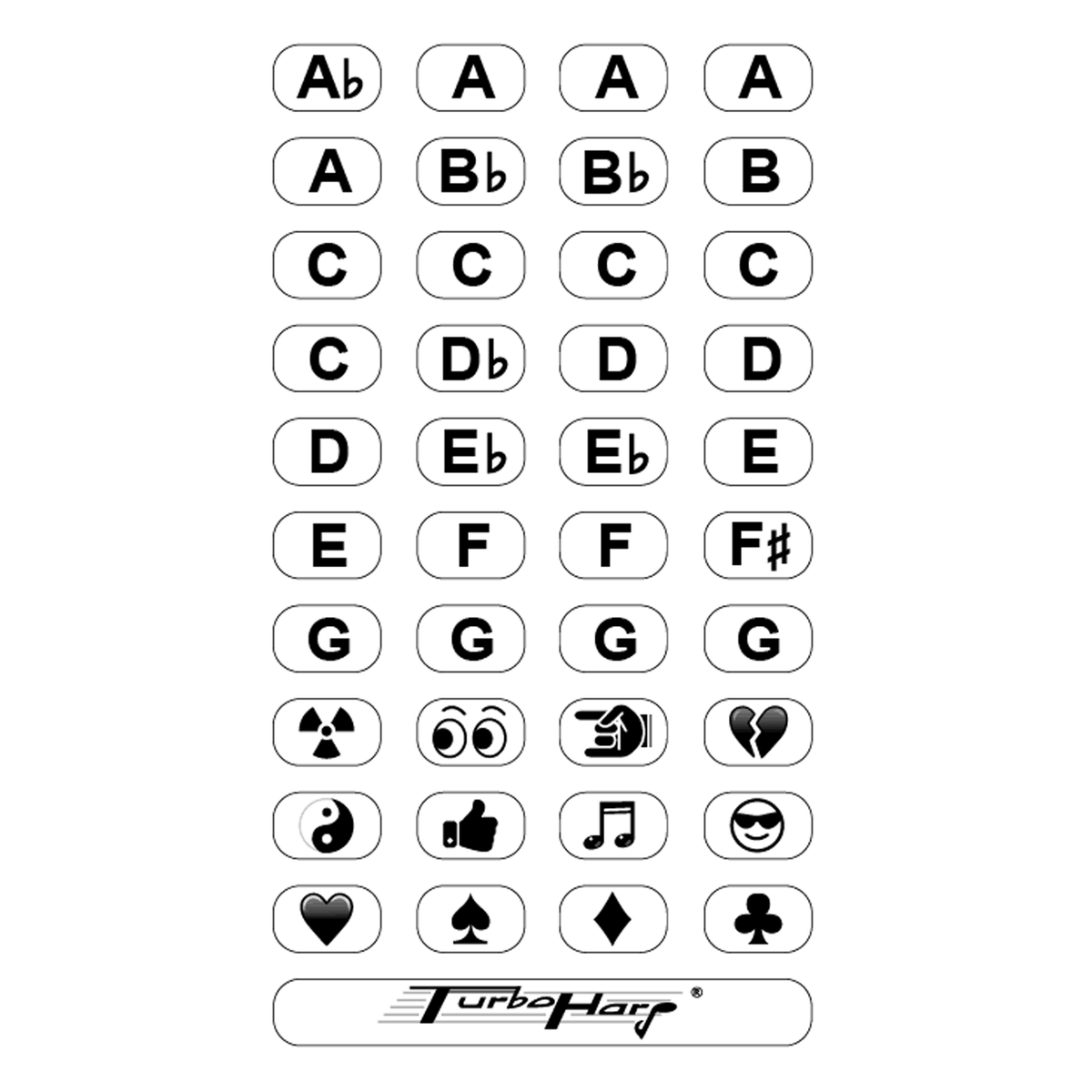 Harmonica Key Label Set of 40 - Deluxe Glow-in-the-Dark Labels ...