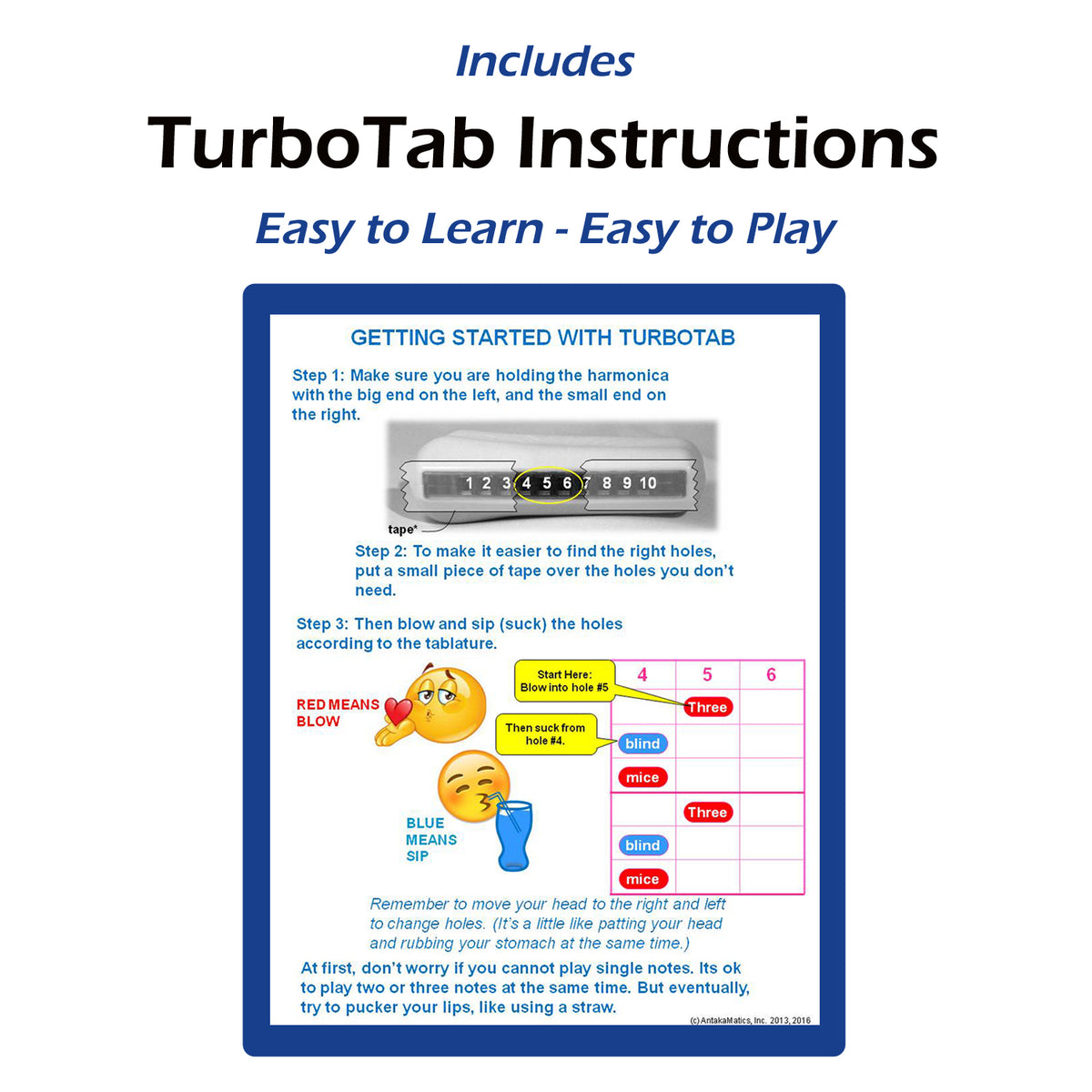 TurboTabs Beginner Set - TurboHarp's Patented Harmonica Tablature ...